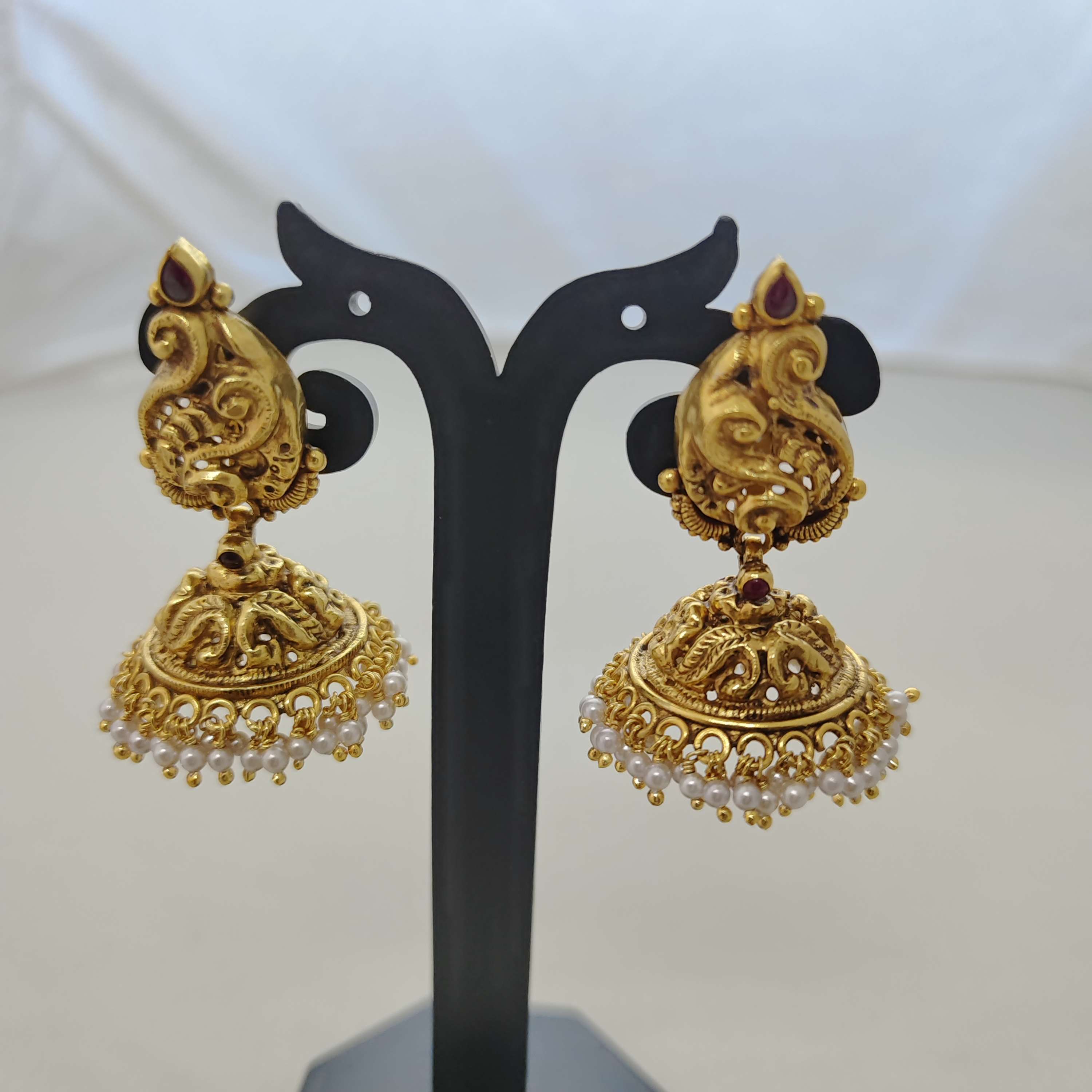 Silver peacock jhumkas-RCJR380 – | Ramala Jewelry / Ramala Collections